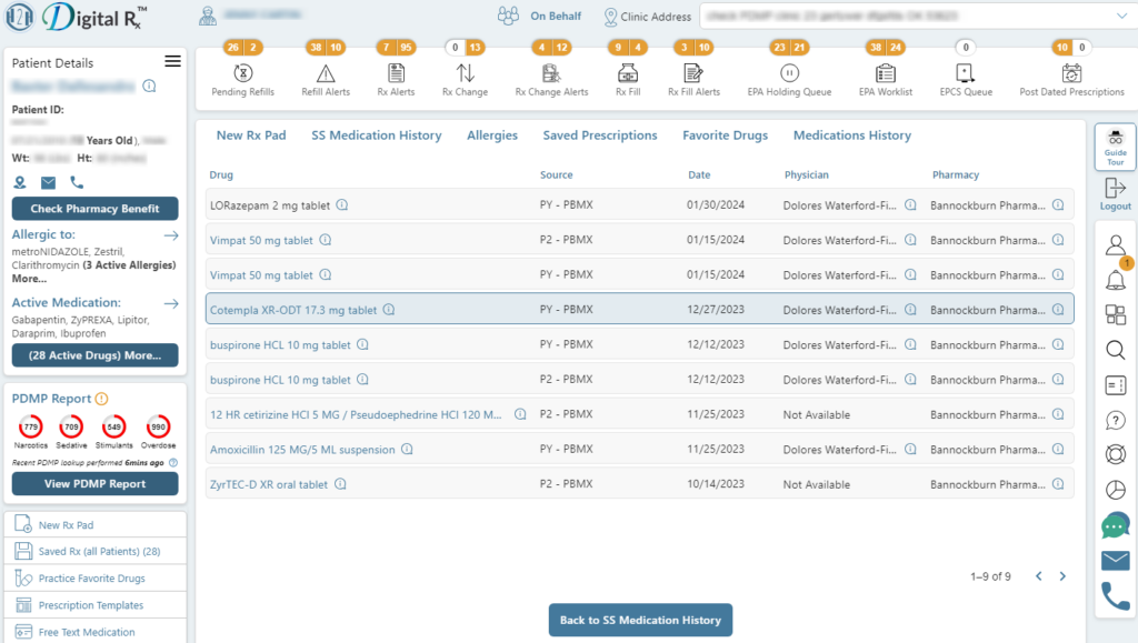 What is SS Medication History? - H2H Digital Rx e-Prescription Software